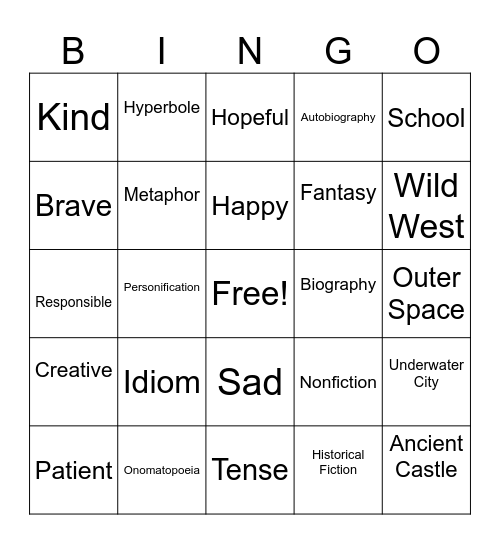 Book Talk BINGO Card