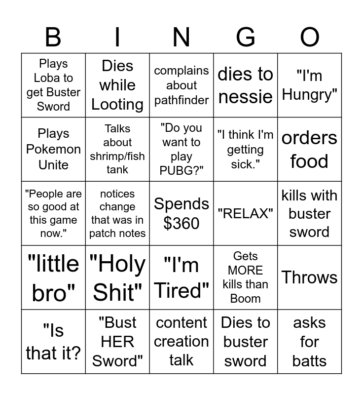 Kandy X FF7 Bingo Card