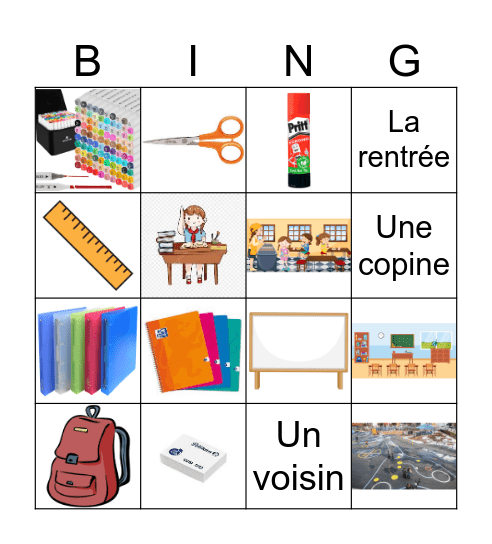 VOCABULAIRE Bingo Card