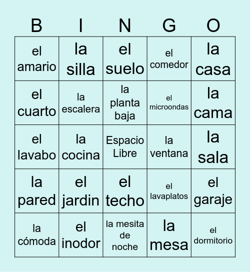 La casa Bingo Card