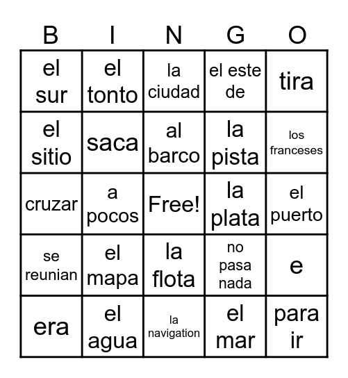 Spanish Bingo Card