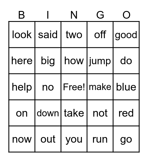 Sight Word Bingo Week to Week 19 Bingo Card