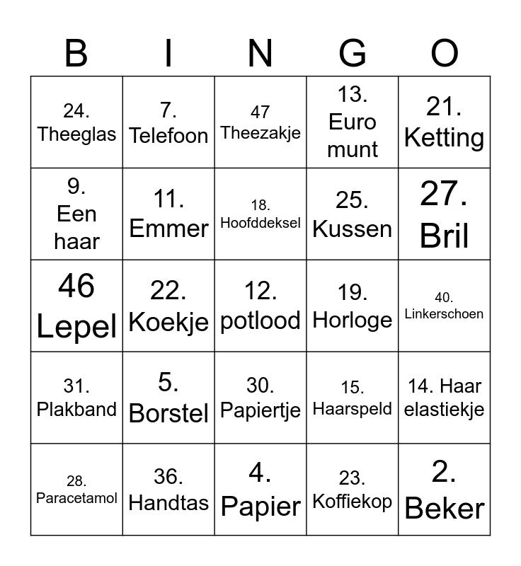 Levend Bingo Club meisjes groep 7/8 Bingo Card