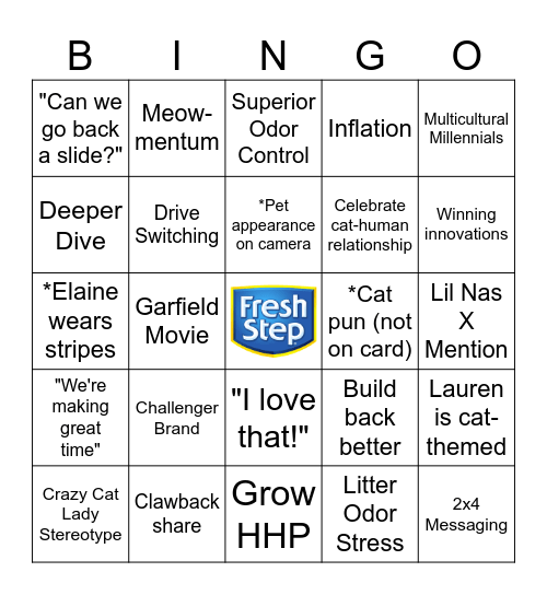 Fresh Step X FCB Onboarding Bingo Card