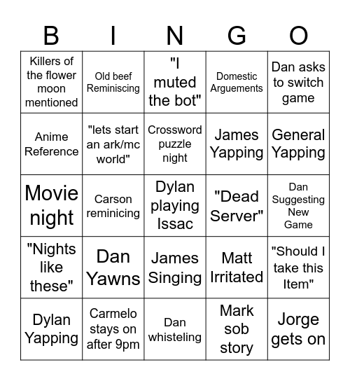 Discord Bingo Card