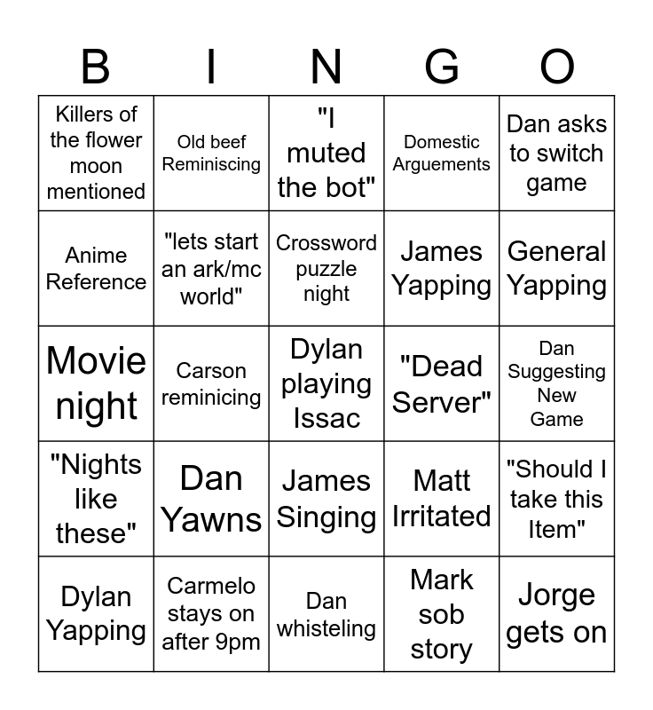 Discord Bingo Card
