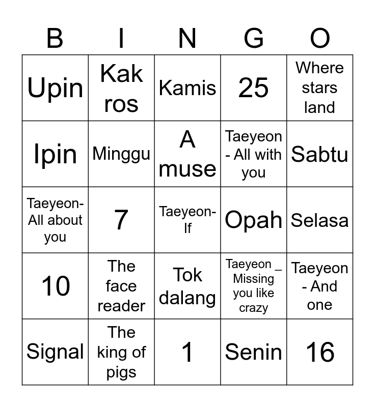 hoi Bingo Card