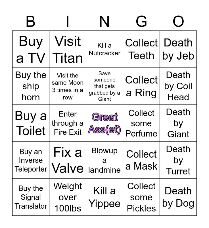 Lethal BINGO Card