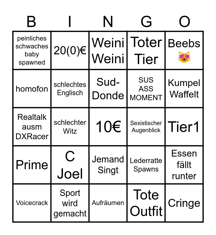 Maden WG Bingi Kolingi (Ingi) Billy Bob Bingo Card