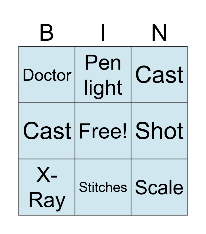 Doctor Bingo Card