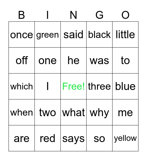 TRICKY WORDS! Bingo Card