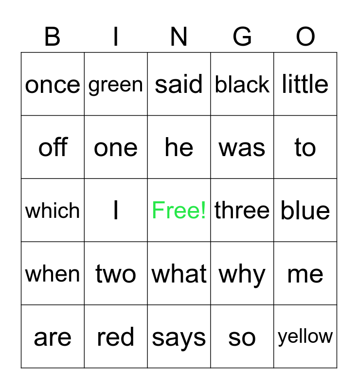 TRICKY WORDS! Bingo Card
