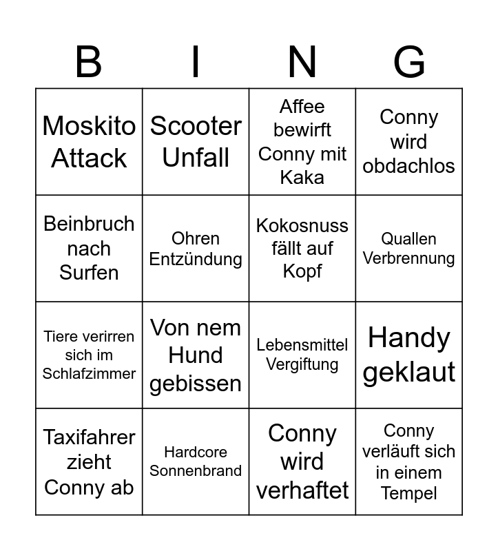 Conny auf Bali Bingo Card