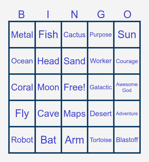 MK VBS WINTER EXTRAVAGANZA Bingo Card