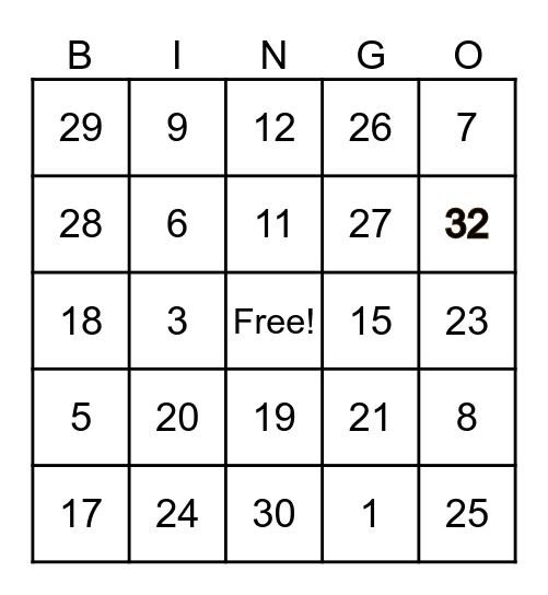 WRB Mountain Man Bingo Card