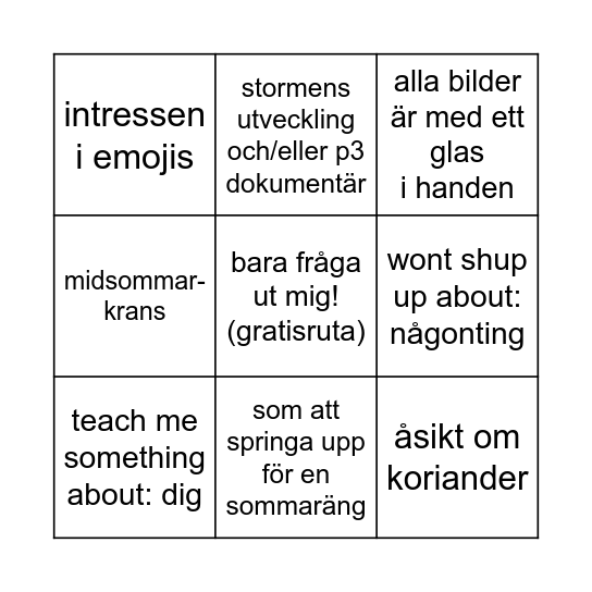 hingo (hingebingo) Bingo Card