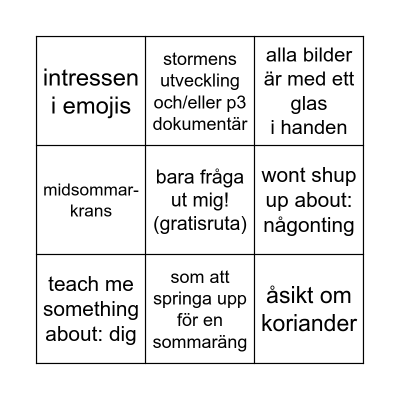 hingo (hingebingo) Bingo Card