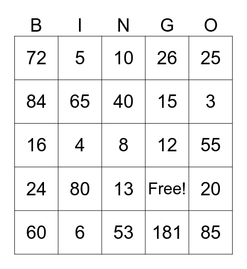 Pythagorean Triple BINGO! Bingo Card