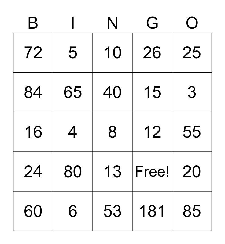 Pythagorean Triple BINGO! Bingo Card