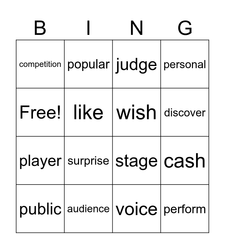 8th grade bingo game Bingo Card