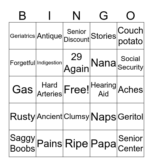 VILMA'S 60TH BIRTHDAY Bingo Card