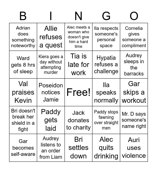 Apocalypse Bingo Card