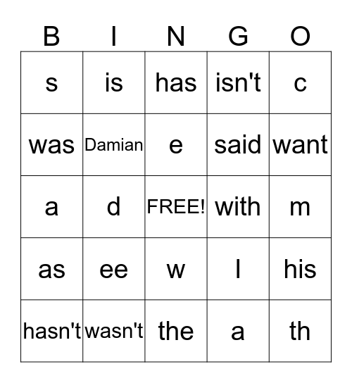 1st Grade Tricky Words Bingo Card