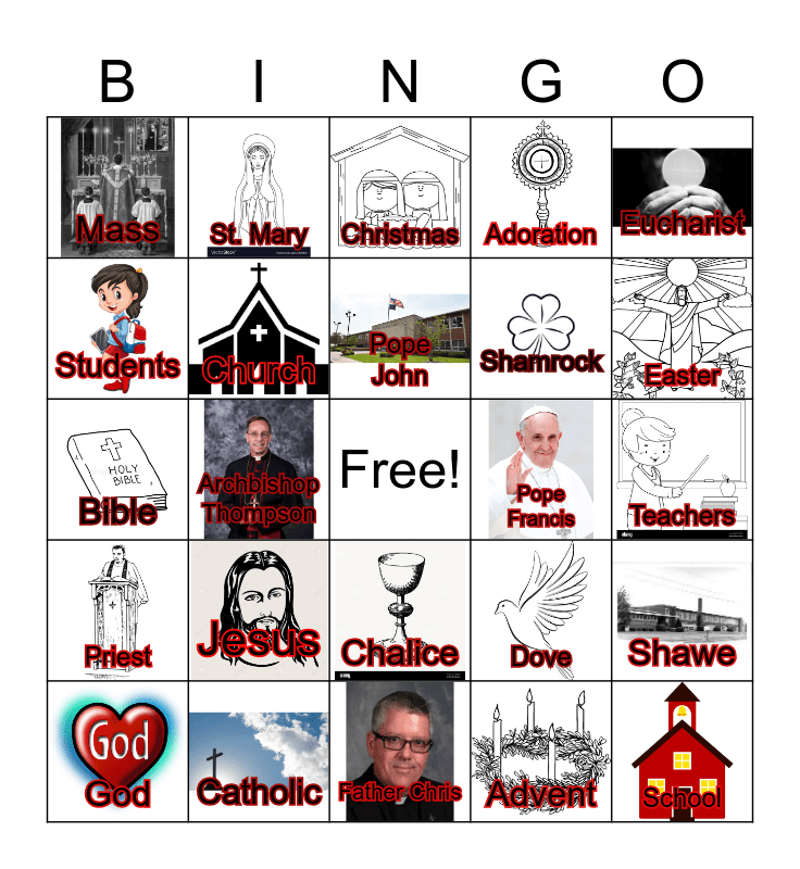 Catholic Schools Week BINGO Card