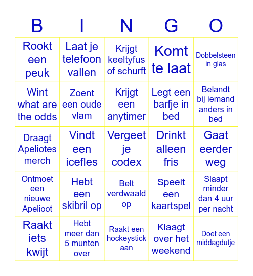 Ledenweekend bingo Card