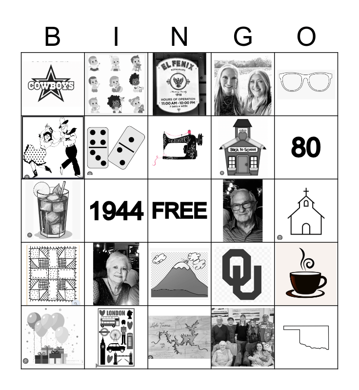 Martha’s 80th Birthday Bingo Card