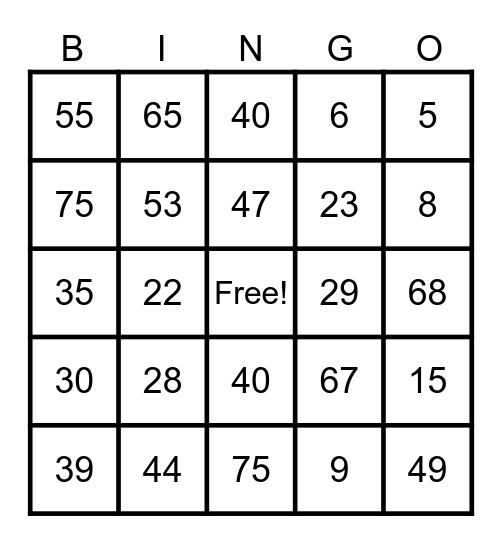 Ar-Em the Great Bingo Card