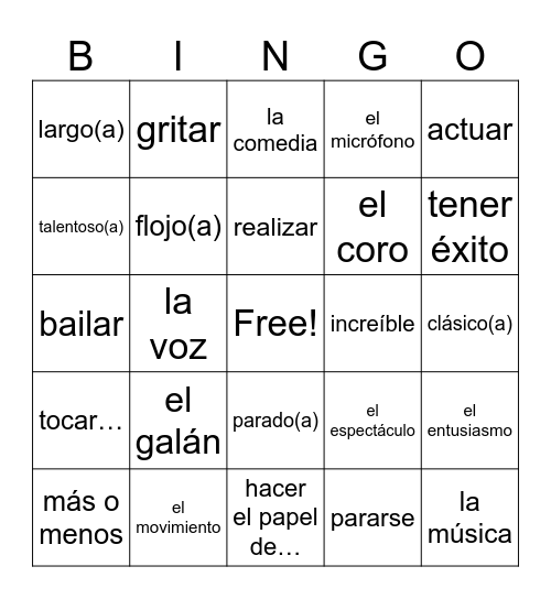 3A U3 musica (libro) Bingo Card