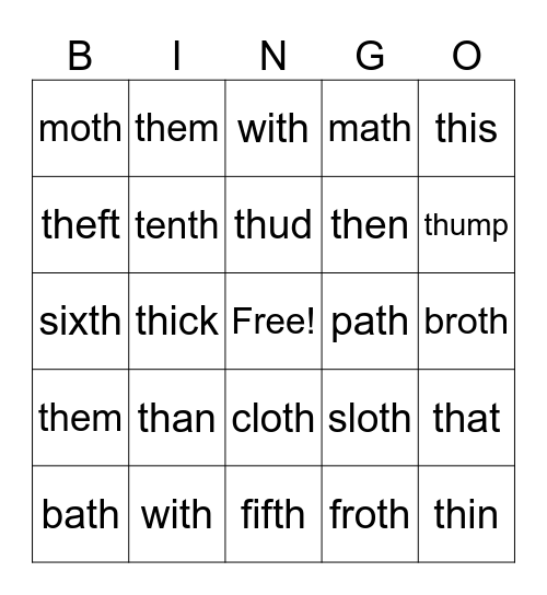 Lesson 47 Bingo Card