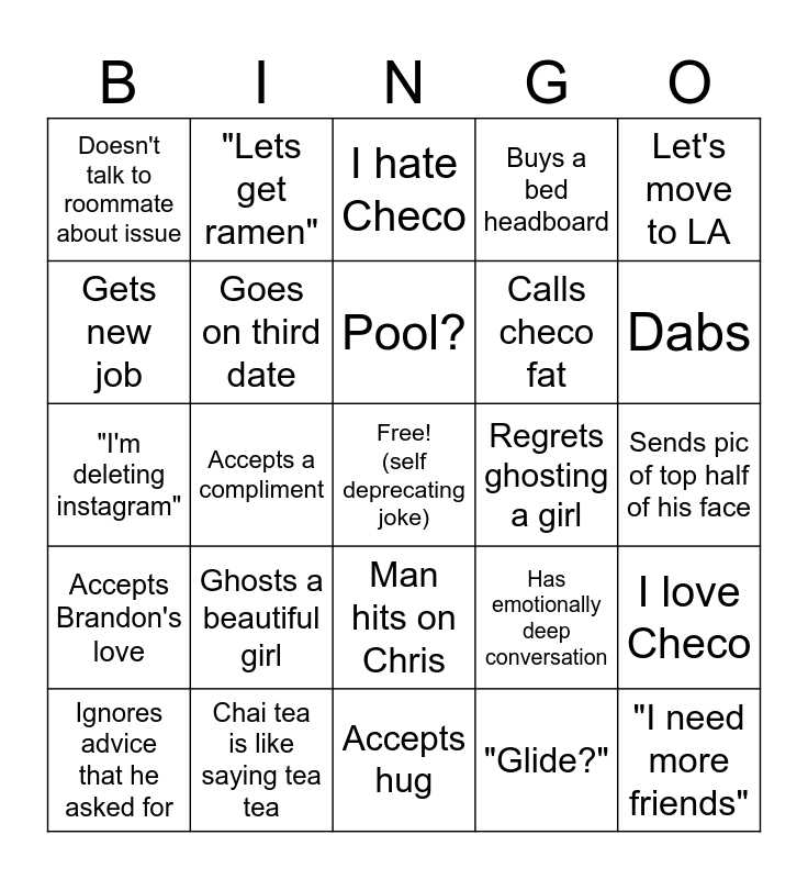 Chris Bingo Card