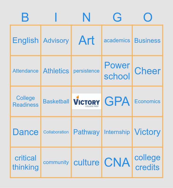 Victory College Prep Bingo Card