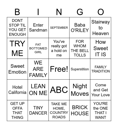 MUSIC BINGO ROCK SOUL COUNTRY Bingo Card MUSIC BINGO ROCK SOUL COUNTRY Bingo Card