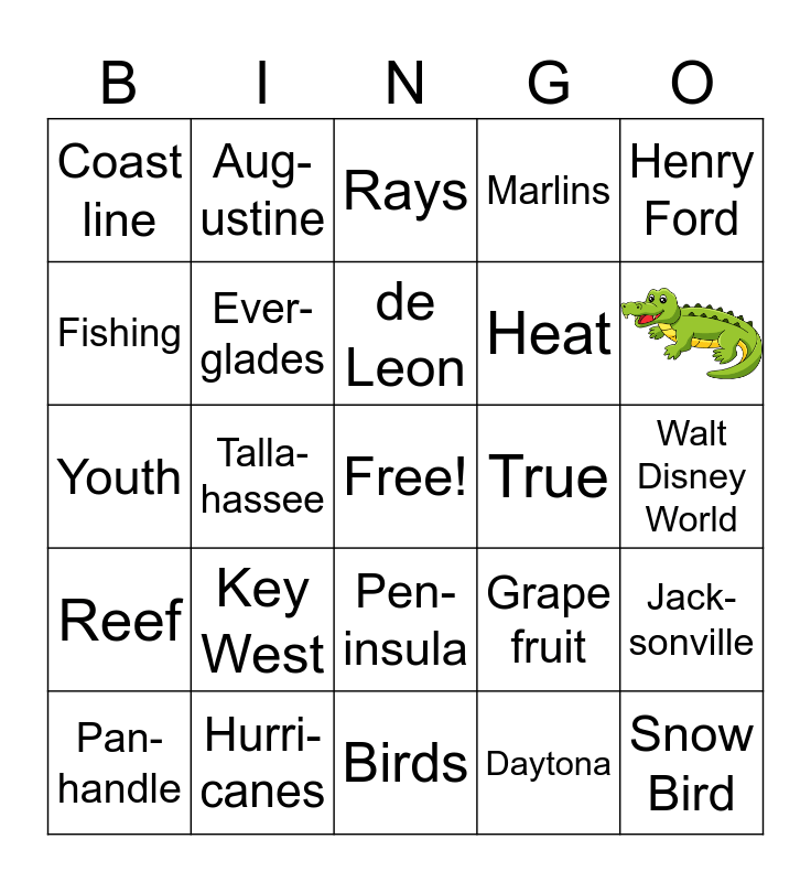 Florida Trivia Bingo Card