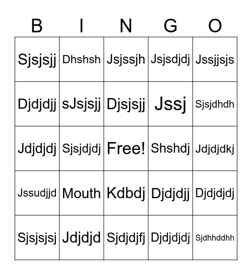 Digestive Bingo Card