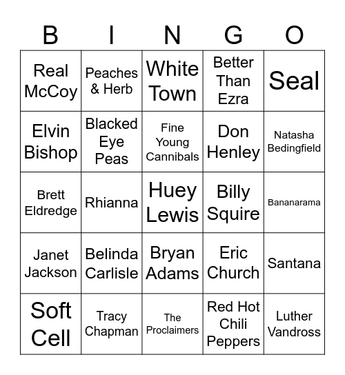 JUKEBOX Bingo Card