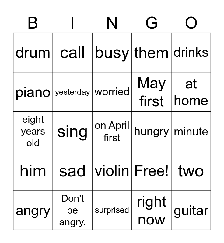 Unit 7-10 Bingo Card