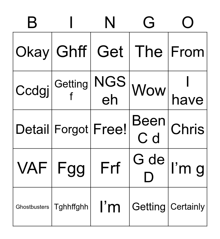 Untitled Bingoggff Bingo Card