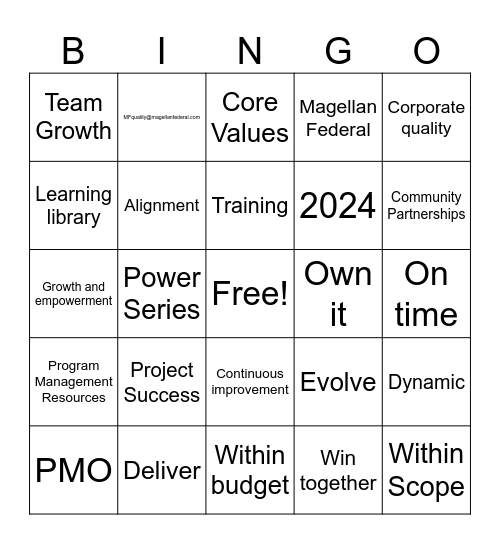 Intro to the PMO Bingo Card
