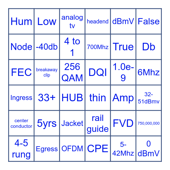 Microsoft Word Bingo Card