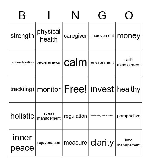 Wellness BINGO Card