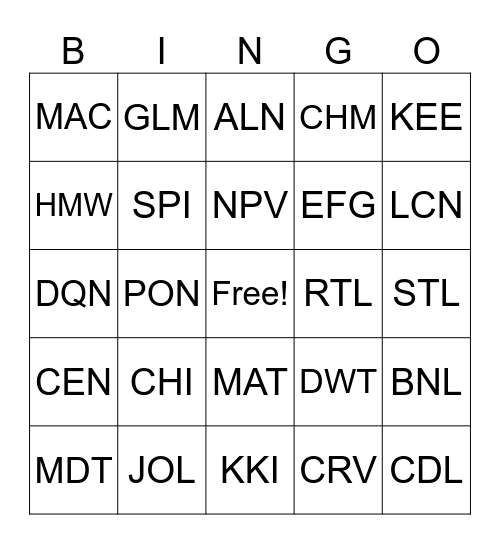 ILLINOIS SERVICE Bingo Card