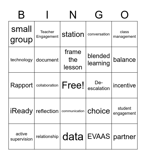 Professional Development BINGO Card
