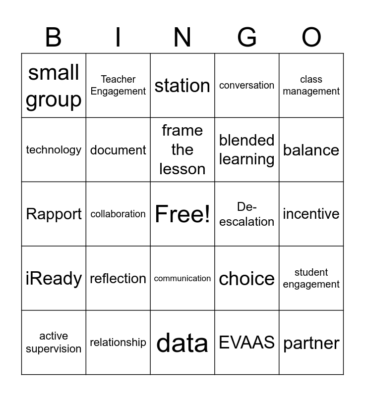 Professional Development BINGO Card