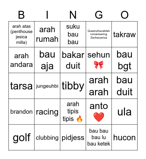 Untitled Bingo Card