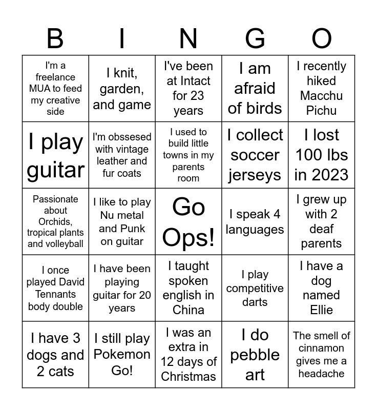 Ops Day Bingo! Bingo Card