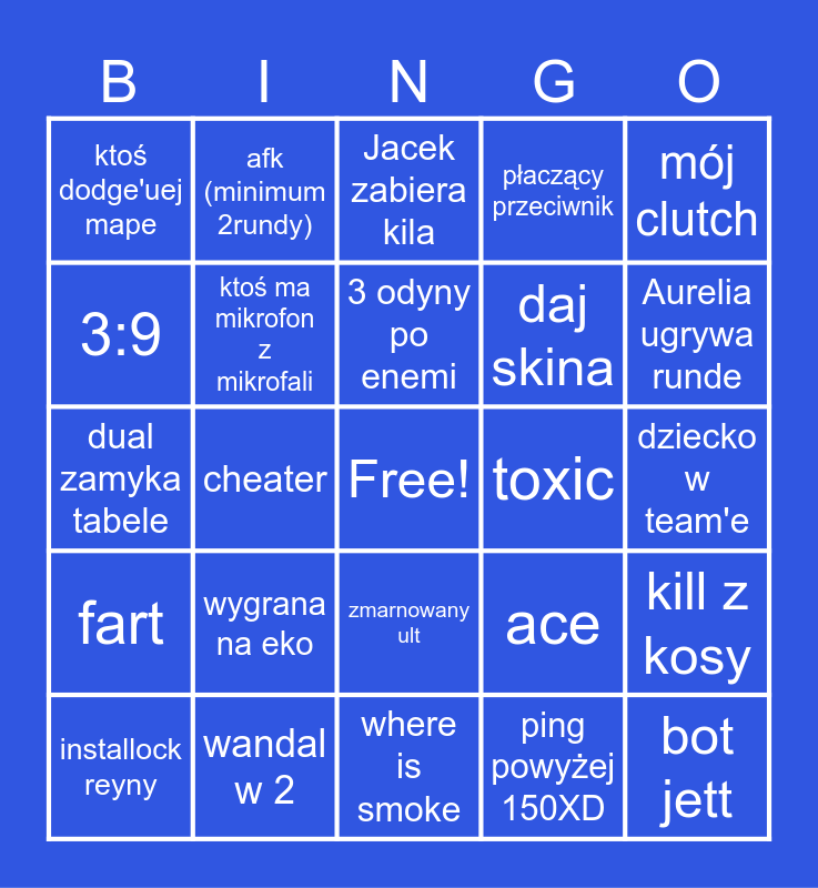 valo Bingo Card